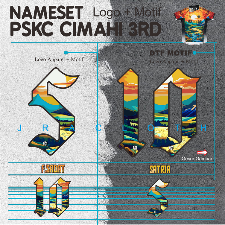 Jual NAMESET FONT PSKC CIMAHI 2023 2024 HOME AWAY 3RD GK | Shopee Indonesia