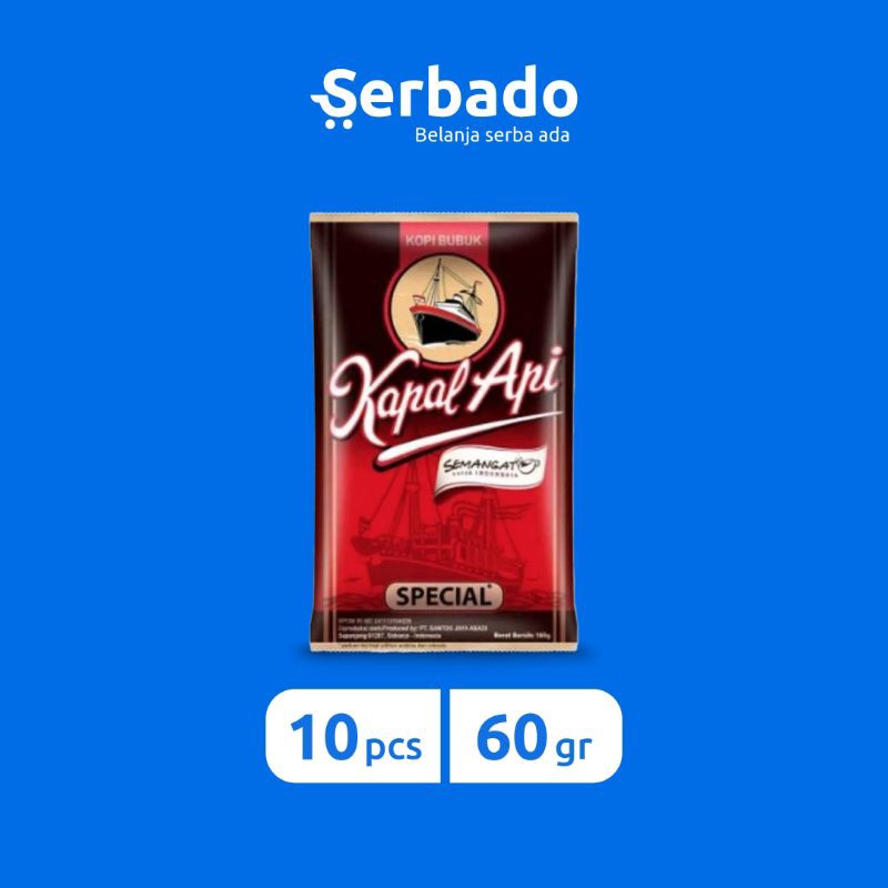 Jual Kapal Api Special Merah Kopi Bubuk Kemasan Sachet 60gr (Isi 10 Pcs ...