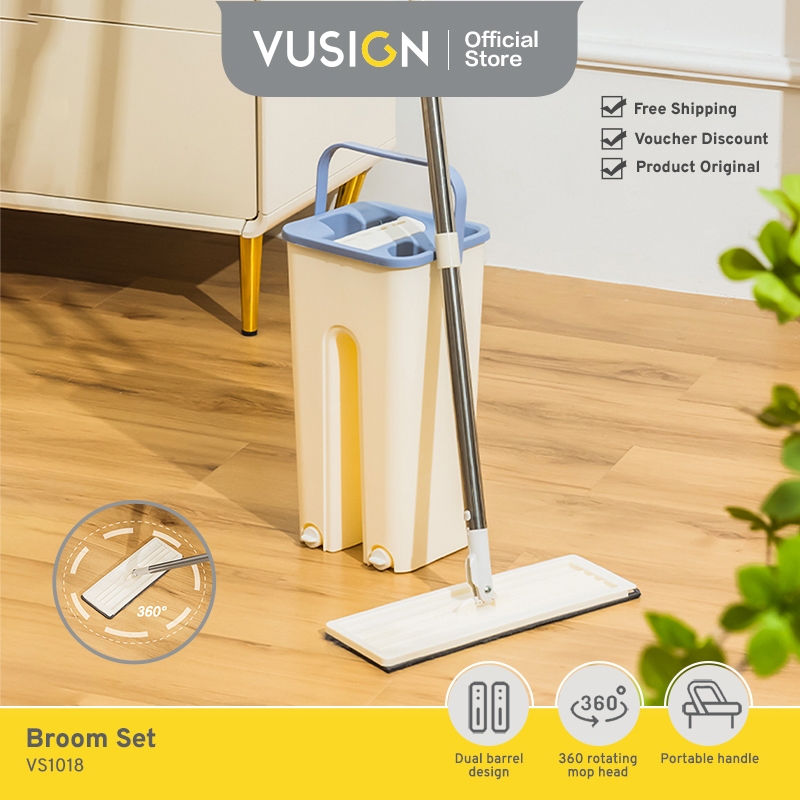 Jual Vusign Set Mop / Pel Lantai Set dengan Ember 2 Sekat Mop Briny Pembersih Lantai Pel Praktis ...