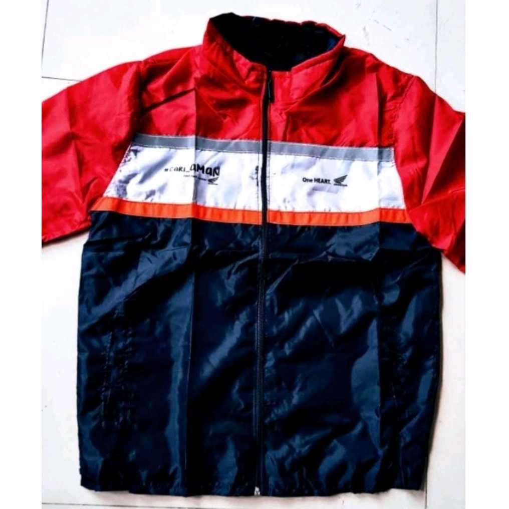 Jual JAKET JACKET HONDA AHM ONE HEART ORIGINAL BAHAN PARASUT MERAH ...