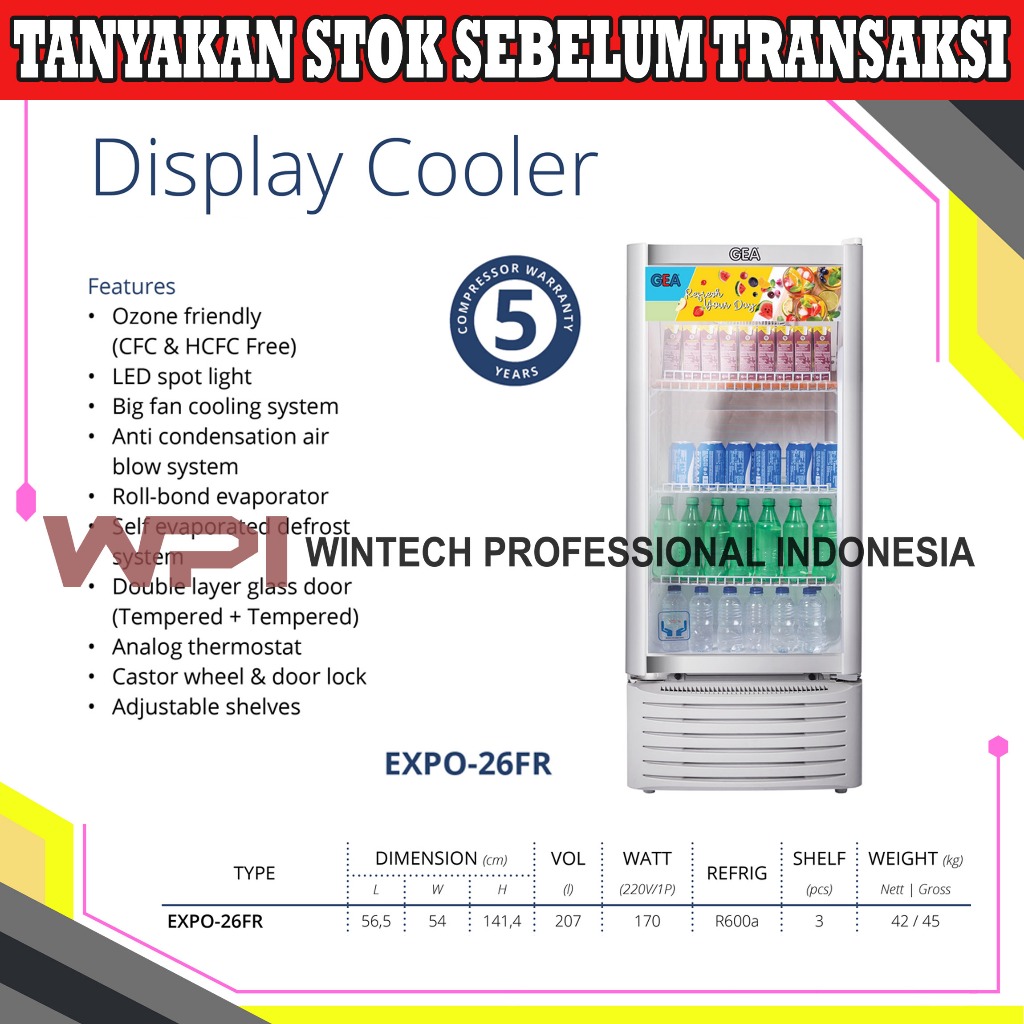 Jual Gea EXPO-26FR Showcase Chiller Lemari Pendingin Untuk Minuman Buah ...
