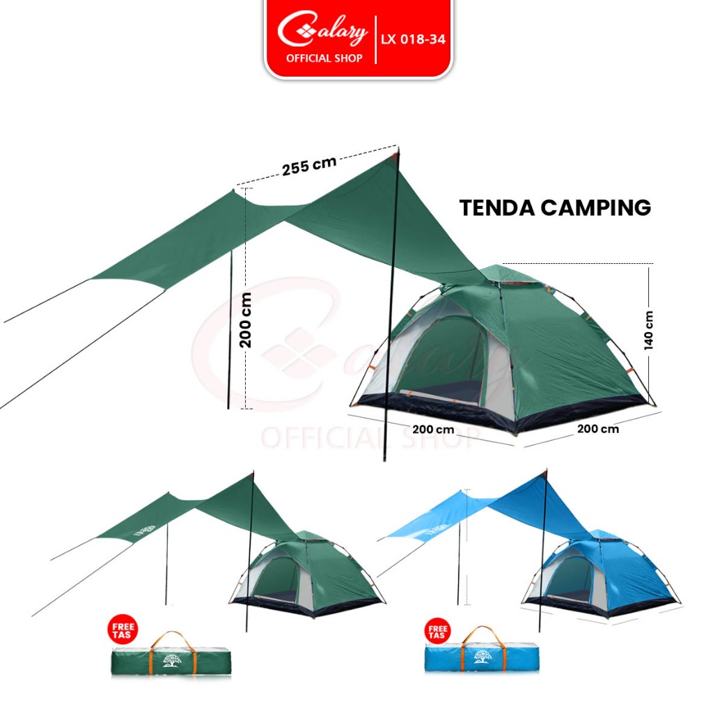 Jual SPEEDS Tenda Camping Mendaki Piknik 3in1 3-4 Orang Kanopi Anti ...