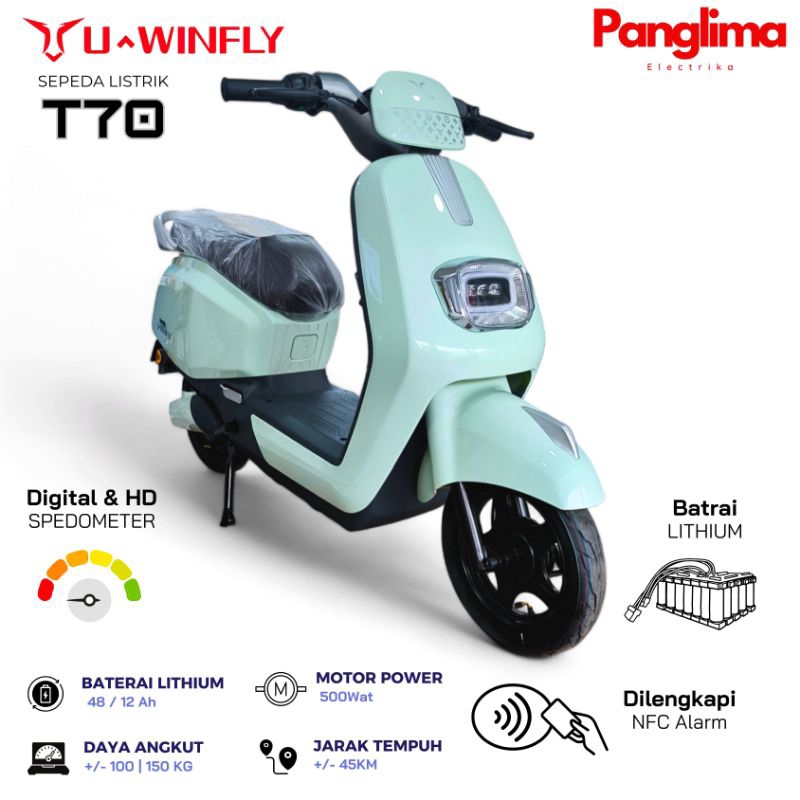 Jual Sepeda listrik uwinfly T70 terbaru | baterai lithium | speedometer ...