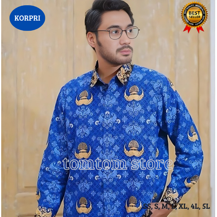 Jual READY Kemeja Batik Korpri Pria Seragam Korpri Pria Terbaru 2022 Kerah Hitam Katun Lapis ...