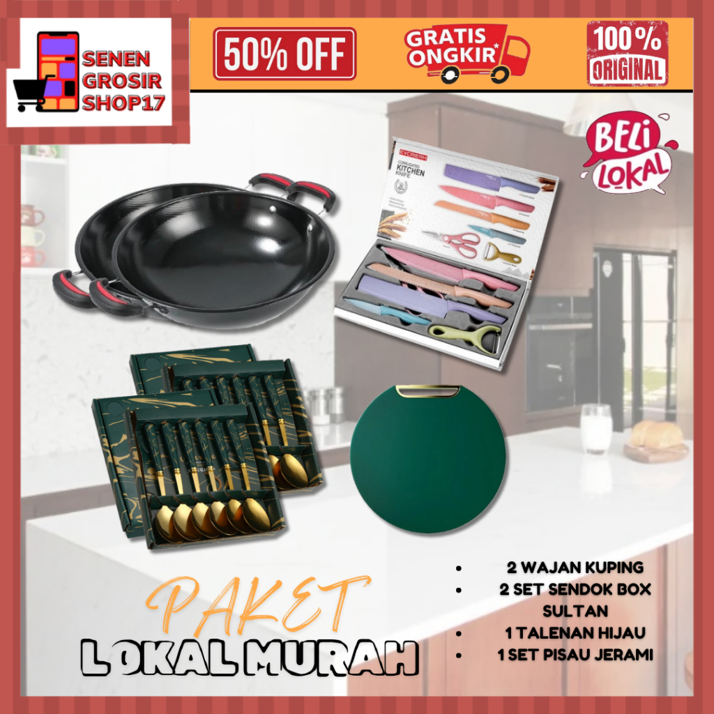 Jual SENEN COD PAKET LOKAL (2 WAJAN KUPING, 2 SET SENDOK BOX SULTAN, 1 ...