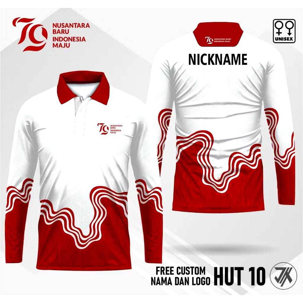 Jual Jersey polo hut ri ke 79 lengan panjang baju kemerdekaan indonesia 2024 free custom ...