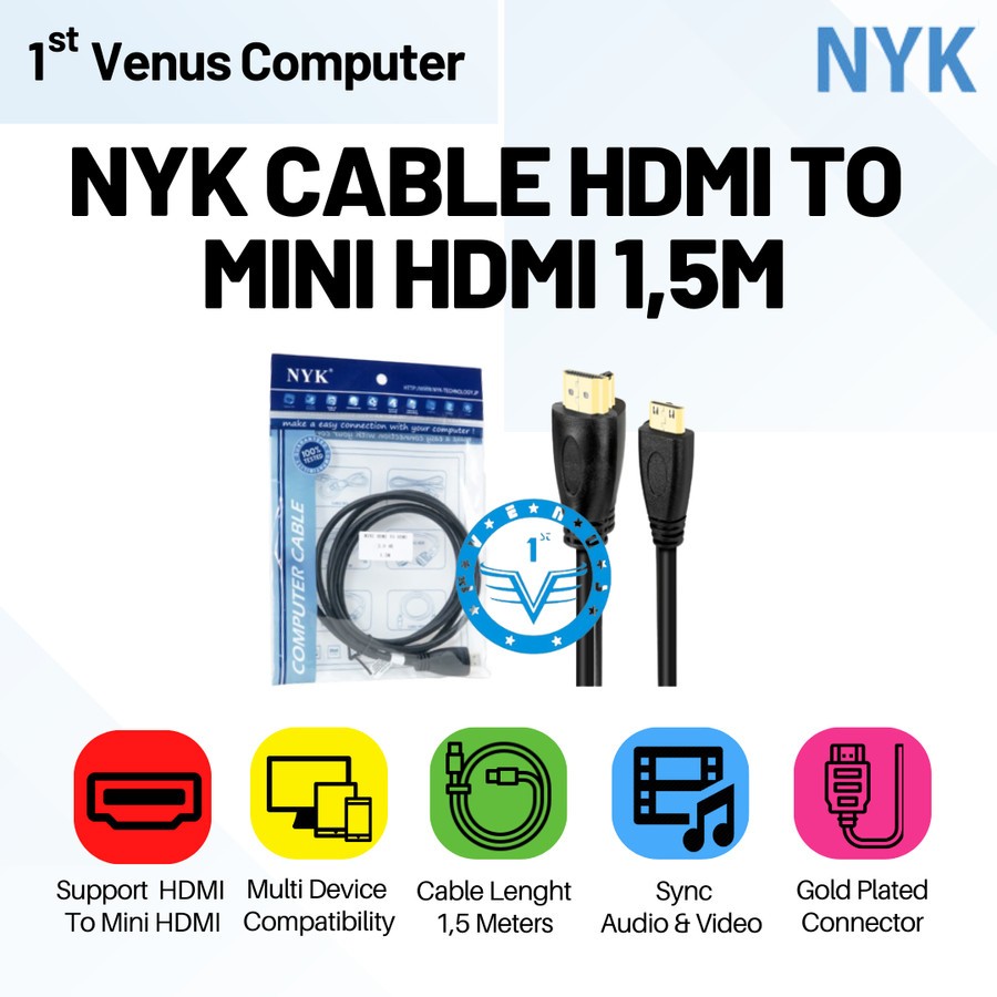Jual CABLE HDMI TO MINI HDMI 1.5M NYK / KABEL HDMI TO MINI HDMI / CAB99 ...