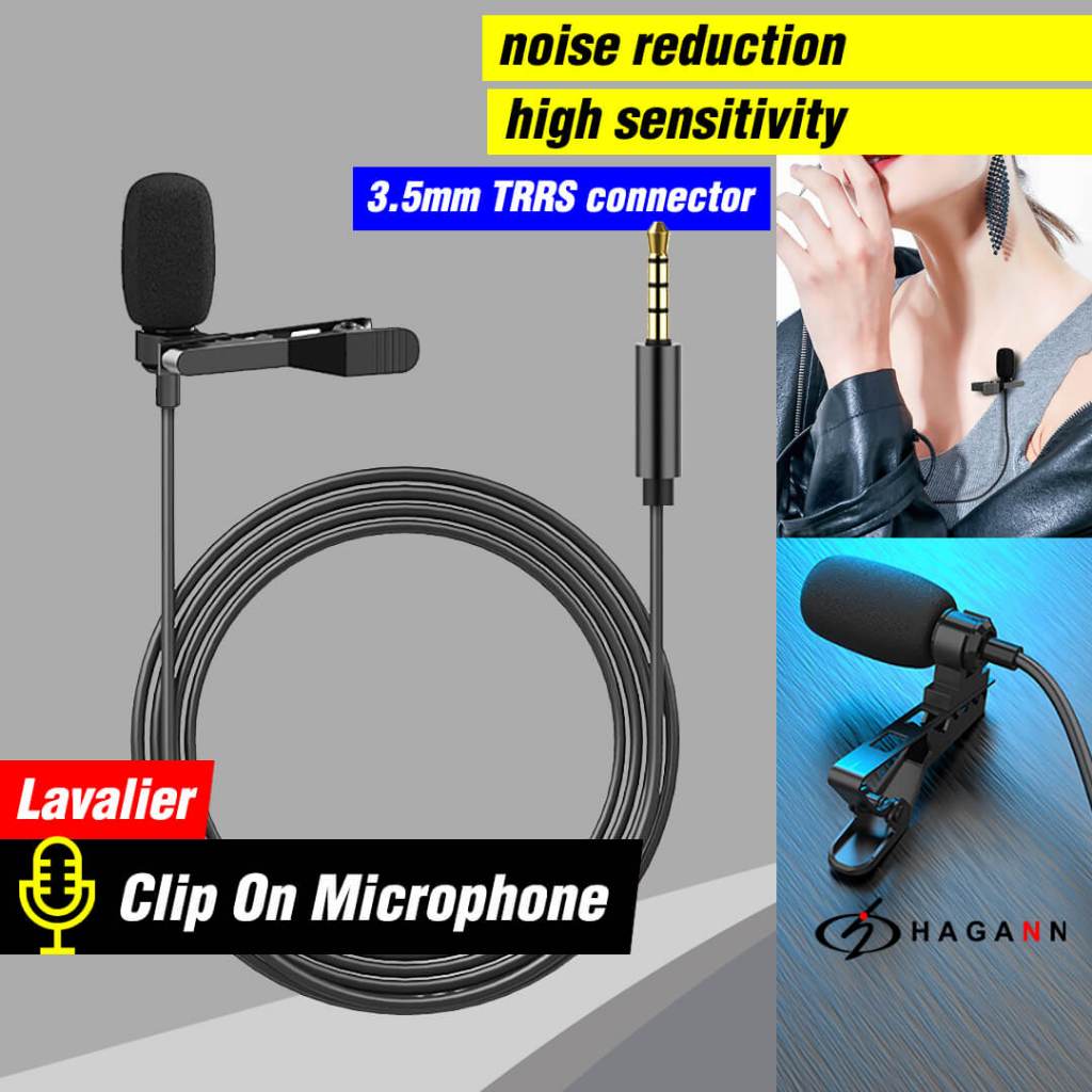 Jual MIC-L21 Clip On Microphone 3.5 mm TRRS Mikrofon Klip Jepit Mini HP ...