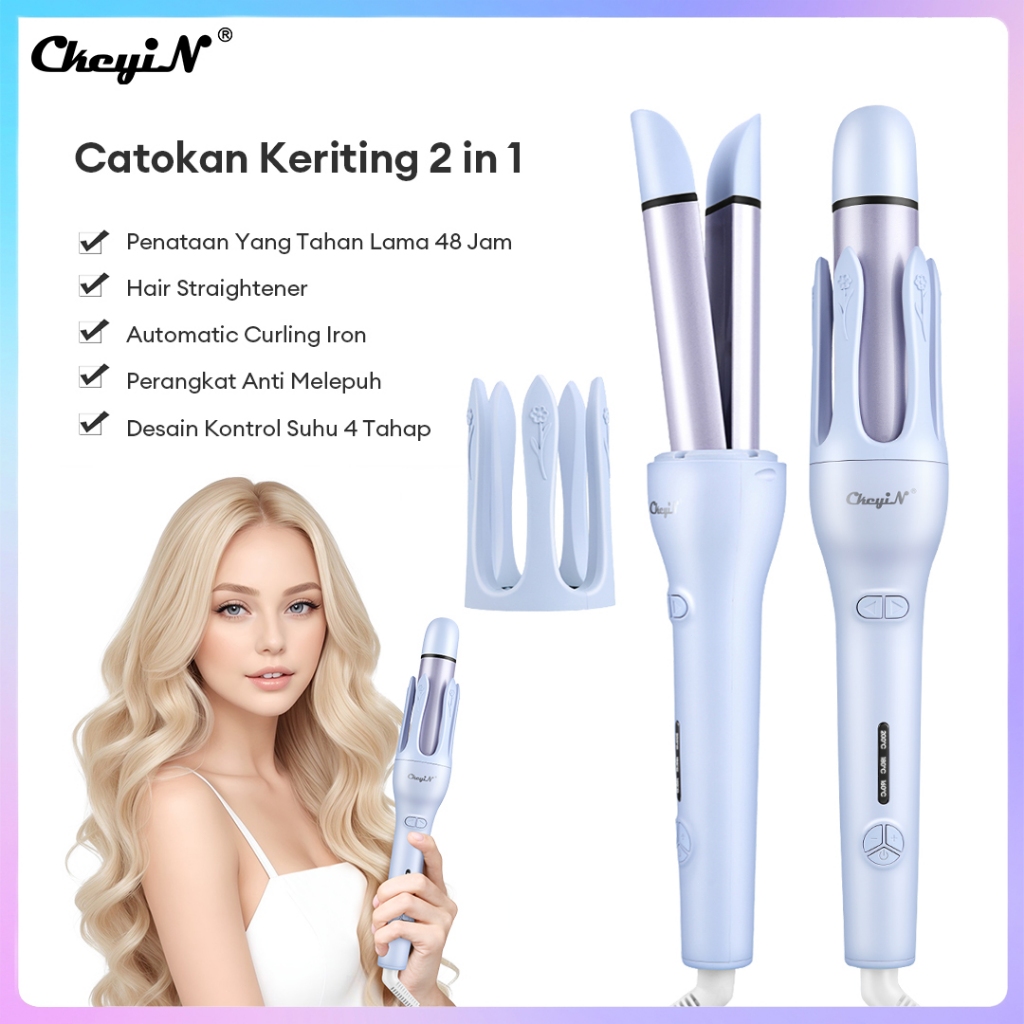 Jual CkeyiN Catokan Keriting Hair Straightener / Hair Curly 2 in 1 Automatic Catok Curly ...