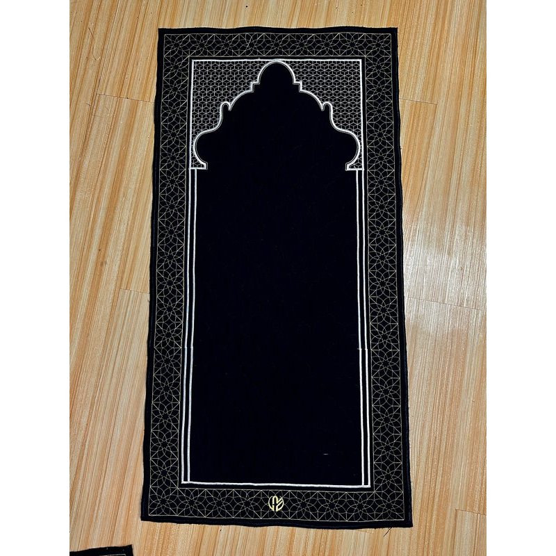 Jual Sejadah Bordir Arabic Hitam Elegan Mewah empuk traveling katun ...