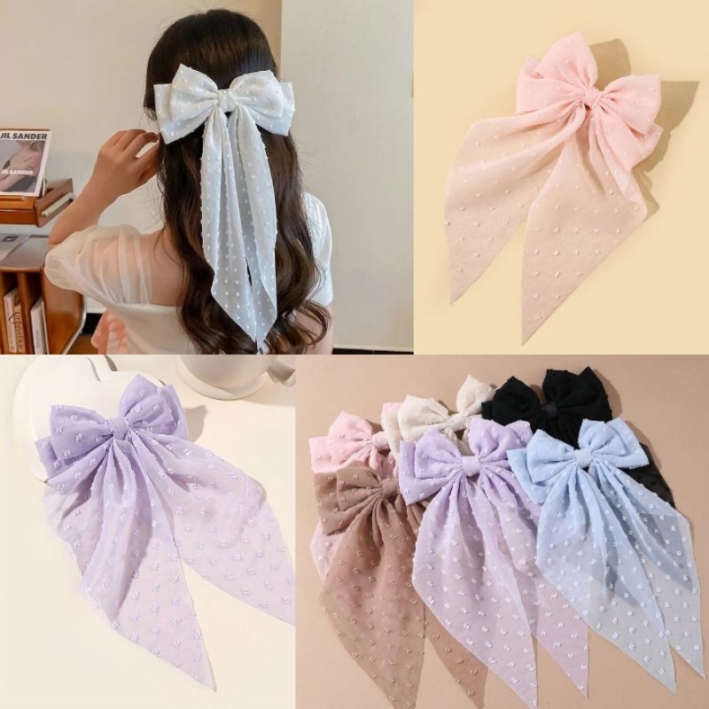 Jual Yumi Korean Ribbon Hair Clip | Jepit Rambut Pita Aesthetic ...