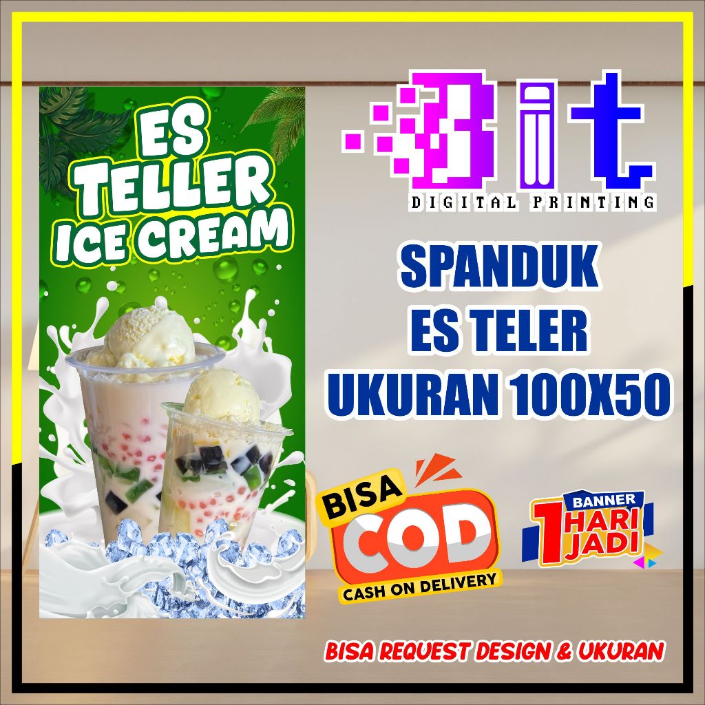 Jual SPANDUK/BANNER ES TELER ( BISA CUSTOM ) UKURAN 100X50 CM | Shopee ...