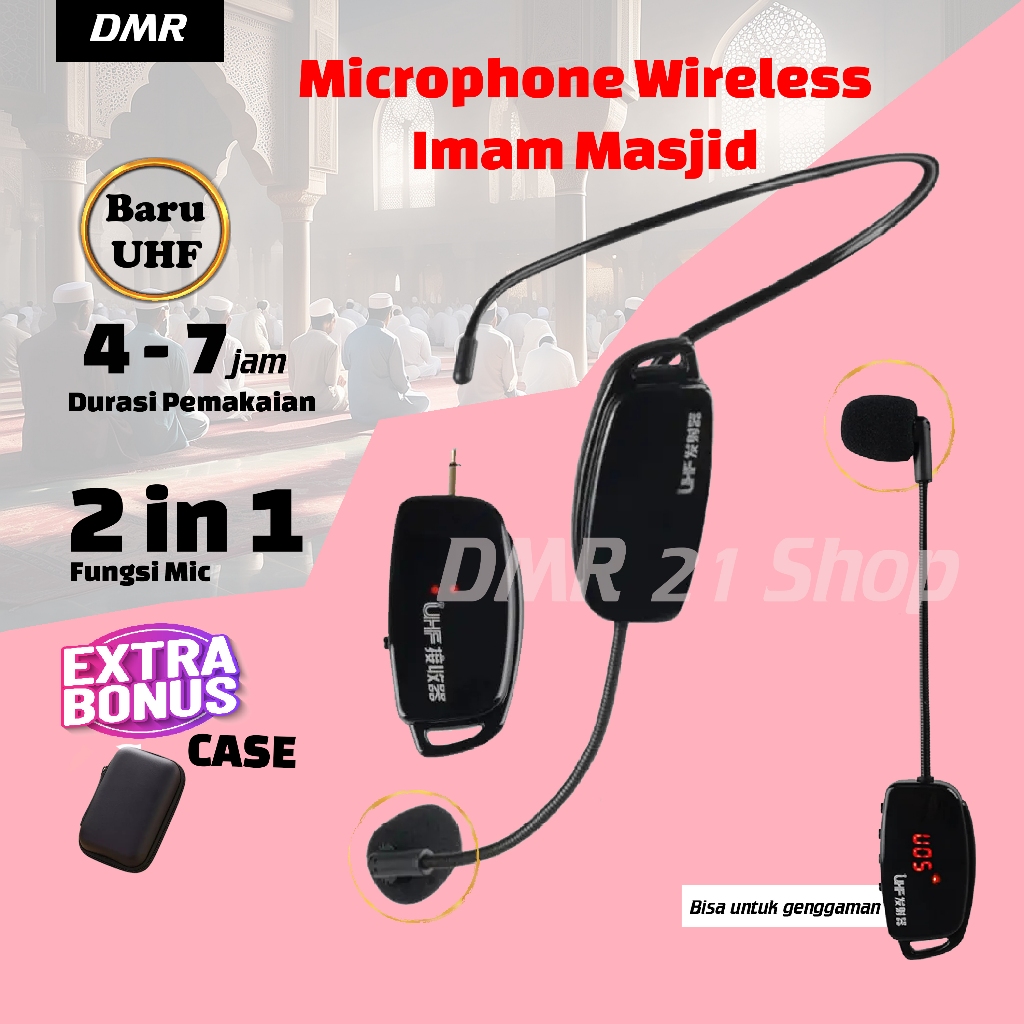 Jual DMR AS-1 Microphone Mic Clip On Wireless Imam Masjid Bando UHF 2.4G Mikrofon Telinga Jepit ...
