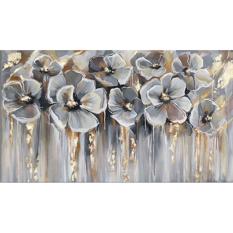 Jual hiasan dinding plus bingkai gambar bunga putih ukuran 100x50cm ...