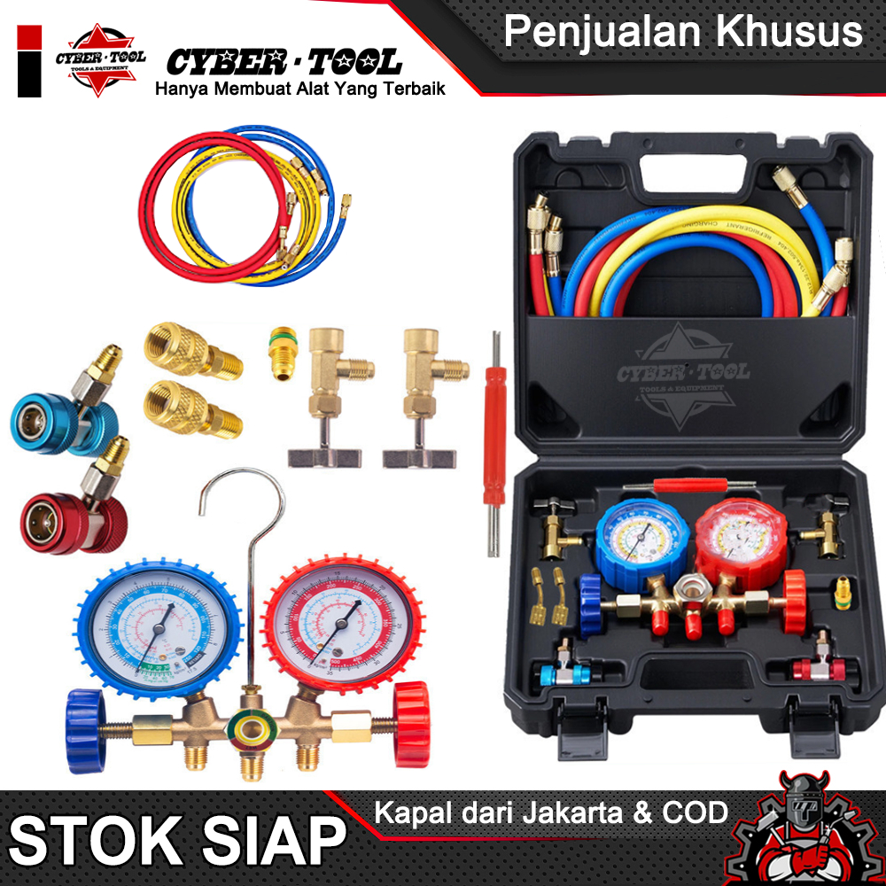 Jual Alat Pengisian Freon Kulkas Brass Double Manifold Multi One Cool ...