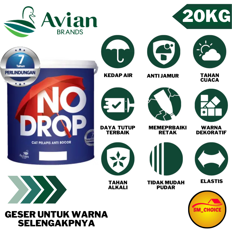 Jual AVIAN CAT NO DROP 20KG CAT ANTI BOCOR NODROP 20KG CAT PELAPIS ANTI BOCOR NO DROP | Shopee ...
