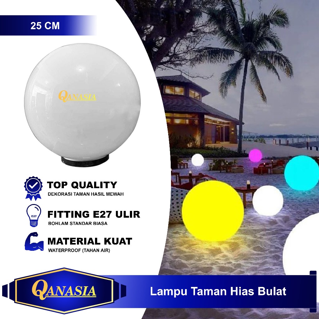 Jual Lampu Taman Bola Bulat LED 25CM Tahan Air Outdoor Dekorasi Rumah ...