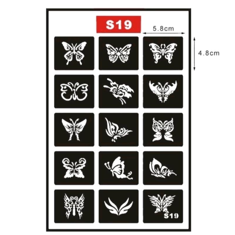 Jual Cetakan henna tangan motif kupu kupu lucu lucu tatto temporer ...