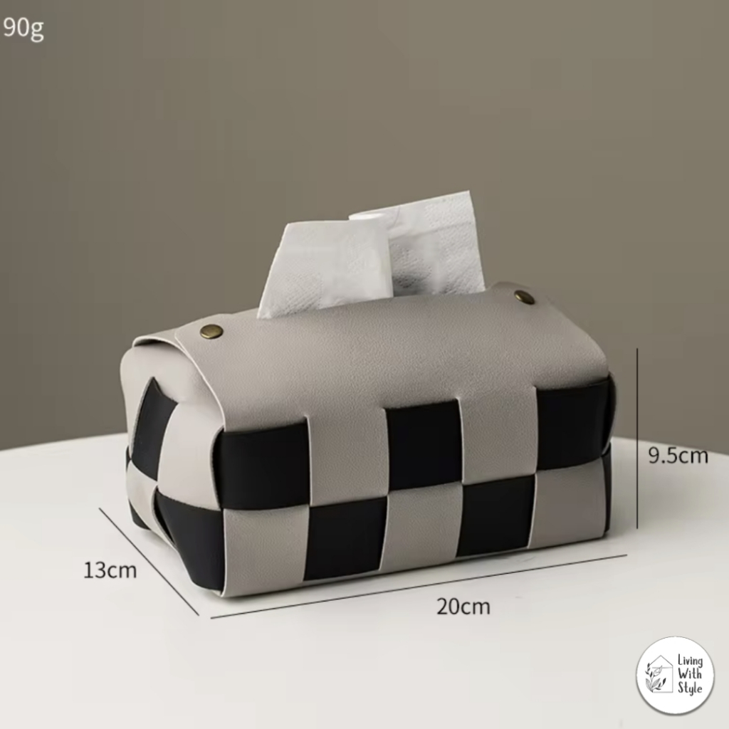 Jual Living With Style - Checkered Style Leather Tissue Case / Tempat ...