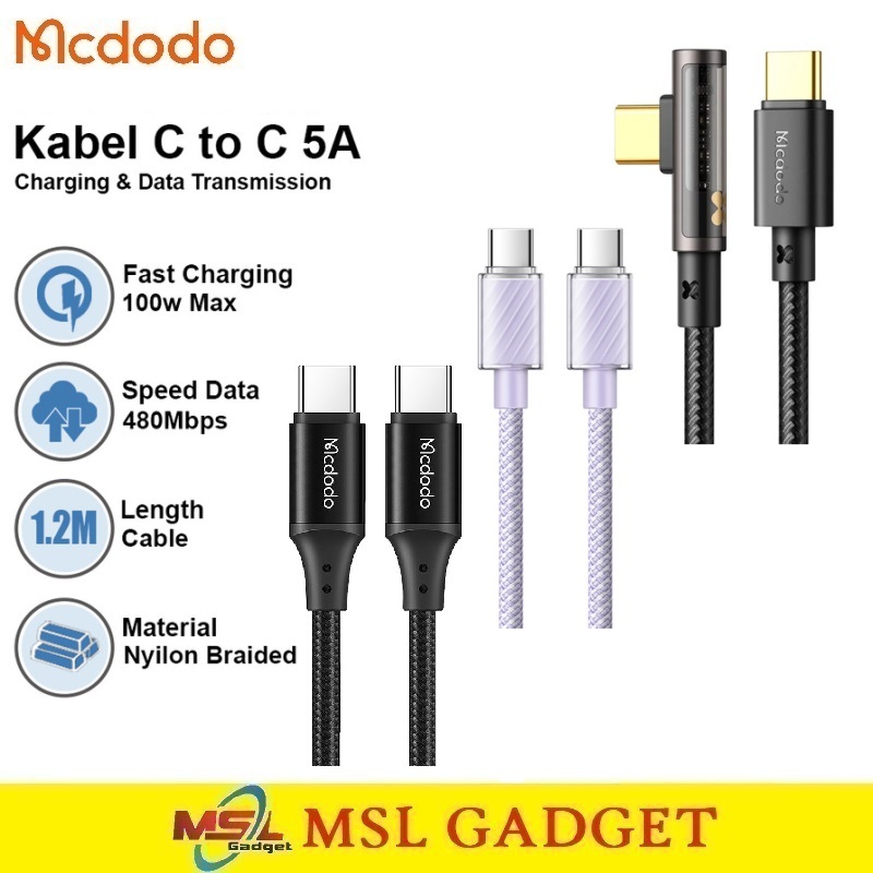 Jual MCDODO Kabel Data USB Type C to Type C 5A 100W PD SFC Super Fast ...