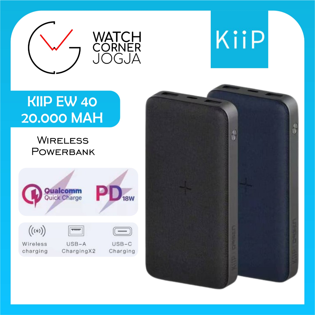 Jual KIIP Wireless PowerBank 20000mAh 10W Fast Charging PD / QC 3.0 20W ...