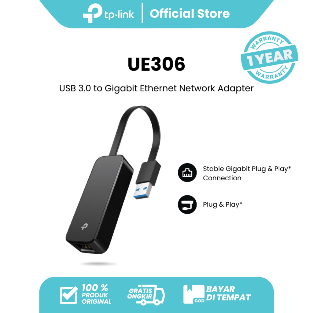 Jual TP-LINK UE306 USB 3.0 to Gigabit Ethernet Network Adapter USB NEW | Shopee Indonesia