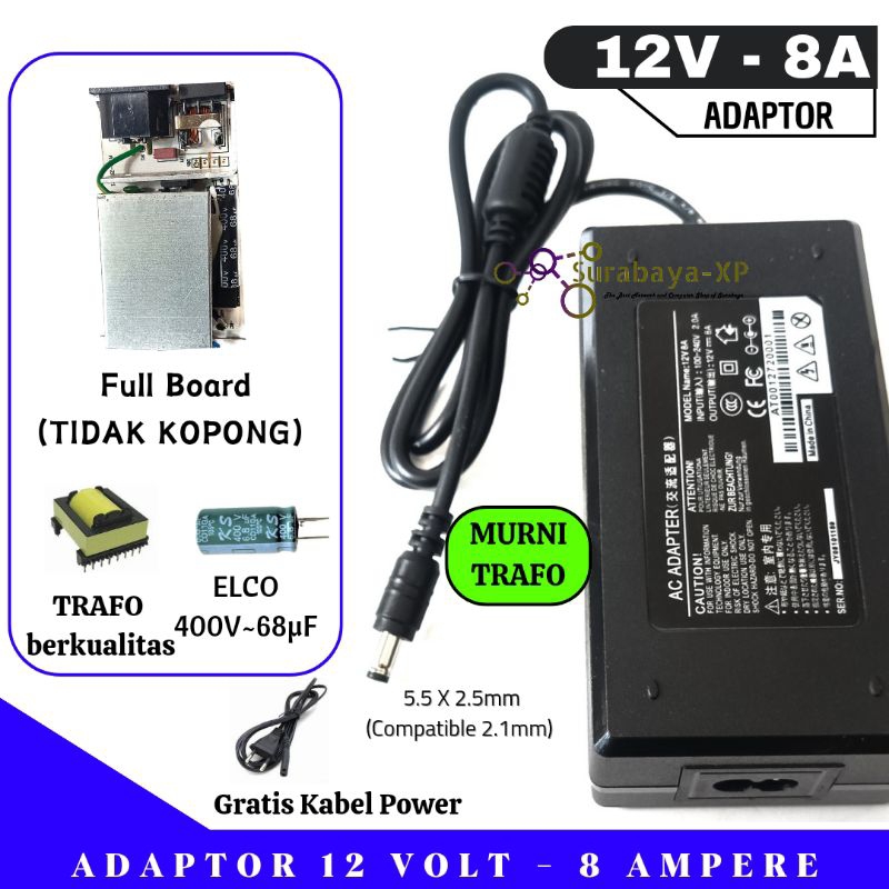 Jual Adaptor Untuk Speaker Portable 12V 8A / 12 Volt 8 Ampere MURNI ...