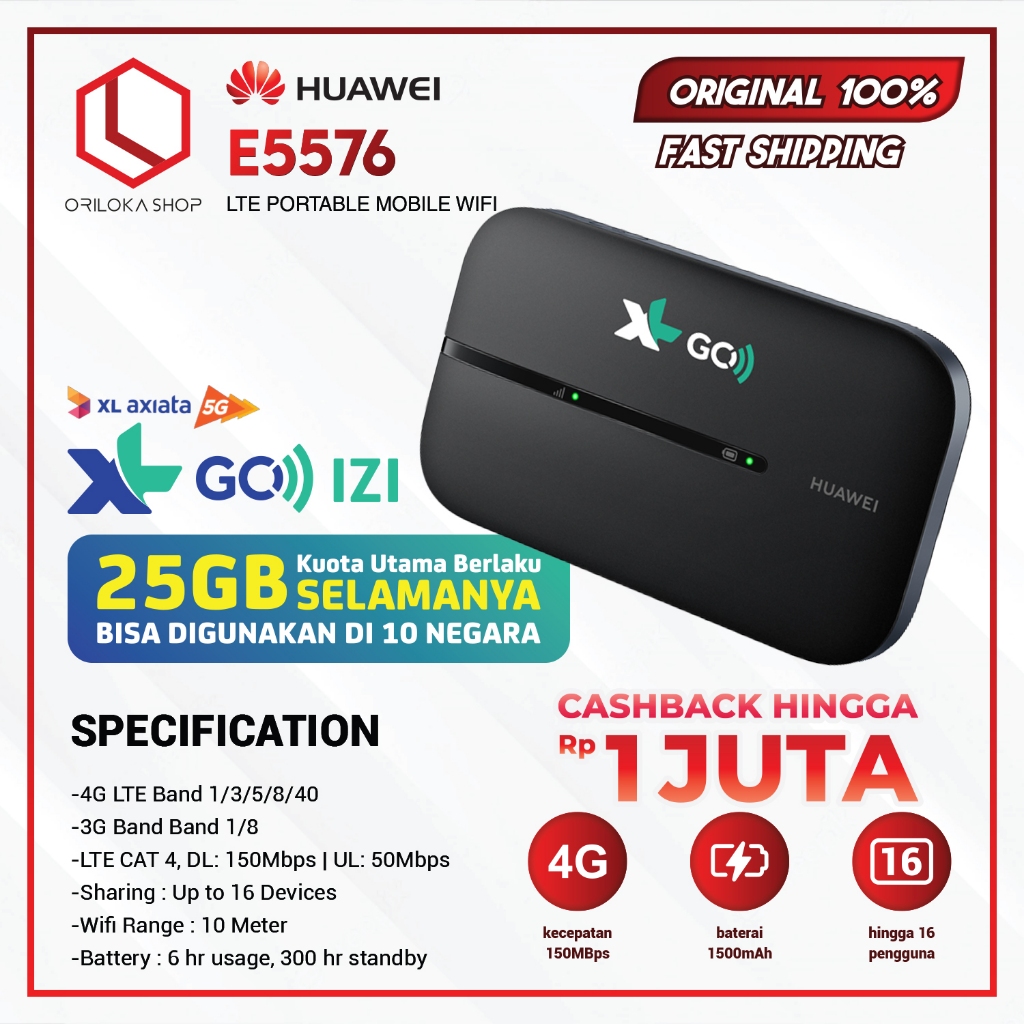 Jual Huawei E5576 Modem Mifi Wifi 4G Portable | Unlock All Operator ...