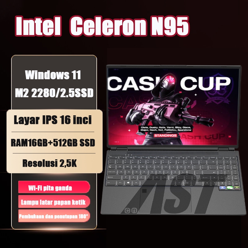 Jual AST Laptop Baru Intel Celeron HL160G-N95 ram 16+512gb ssd abu-abu Windows 11+Offce Bisa ...