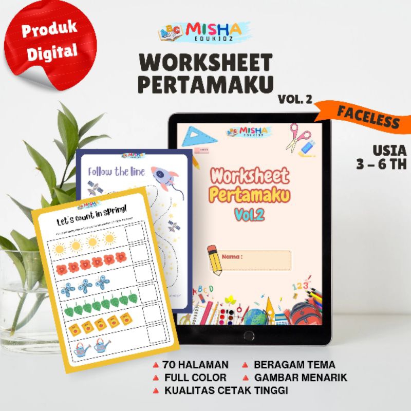 Jual Misha EDUKIDZ - Worksheet Pertamaku Vol 2 FACELESS Produk Digital ...