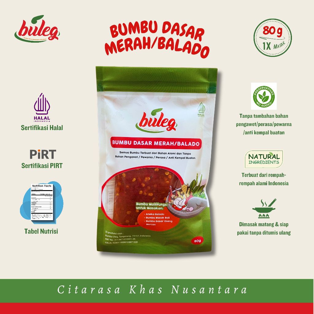 Jual Buleg Bumbu Dasar Merah / Balado - Pack 80 g | Shopee Indonesia