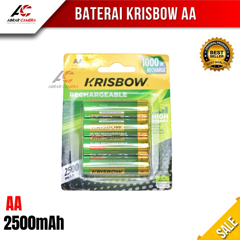 Jual Krisbow Baterai Rechargeable Size AA 2500 Mah 4 Pcs / ORIGINAL ...