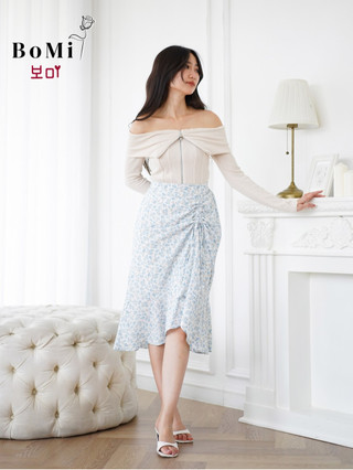 Jual BOMI - SERA SKIRT | Daily Korean Pattern Style Floral Midi Skirt ...