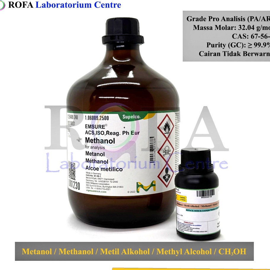 Jual Metanol Metil Alkohol Methanol Methyl Alcohol CH3OH Pro Analis ...