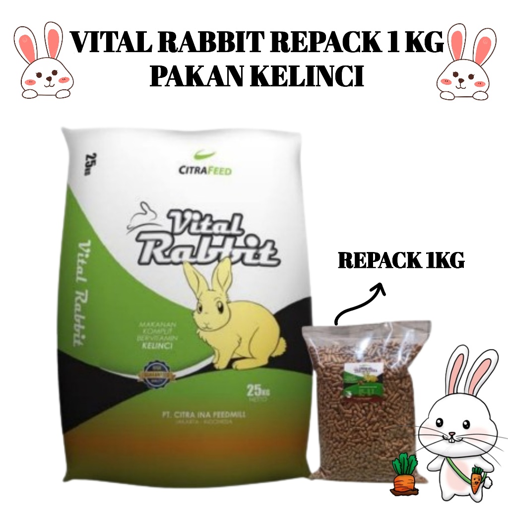 Jual Vital Rabbit Food Repack 1kg Makanan Kelinci Pelet Pakan Murah 1 ...