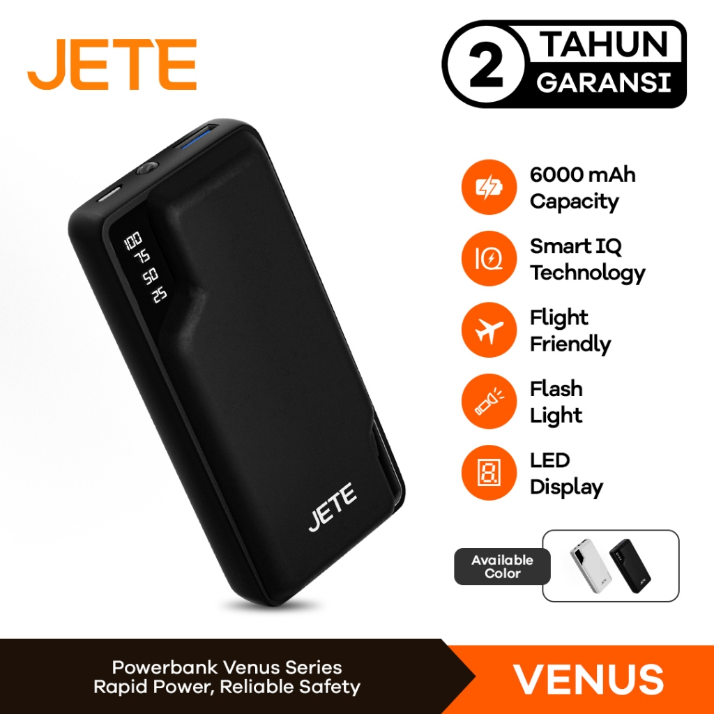 Jual JETE Venus Powerbank 6000 mAh Fast Charging & Smart IQ Garansi Resmi | Shopee Indonesia