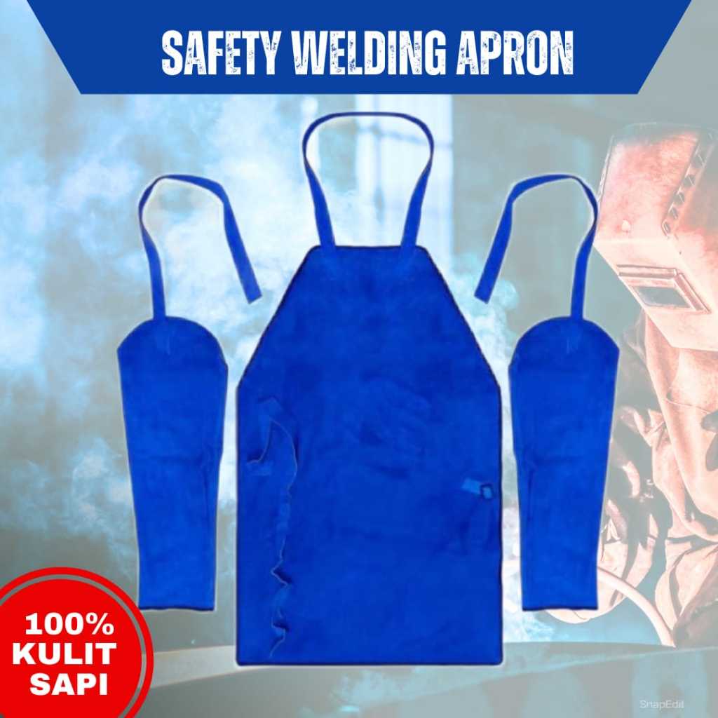 Jual Apron Celemek Las Kulit Sapi Asli Set Full Body Safety Welding ...