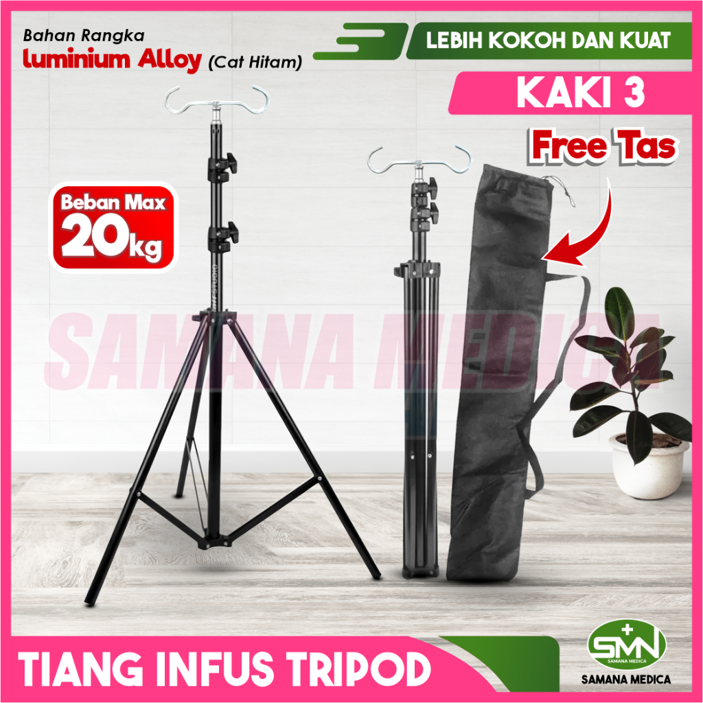 Jual Tiang Infus Tripod Aluminium Kaki 3 - Tiang Infus FREE TAS Tripod ...