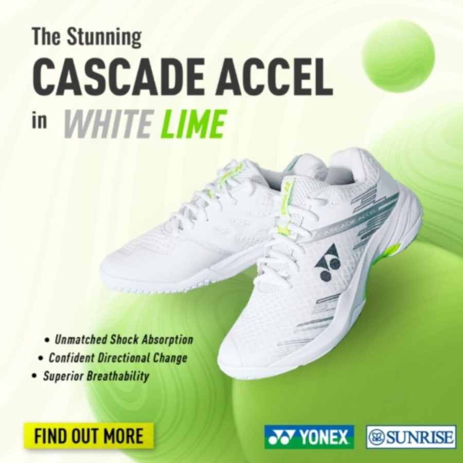 Jual Sepatu Badminton Bulutangkis Yonex SHB 65 Cascade Accel White Lime ...