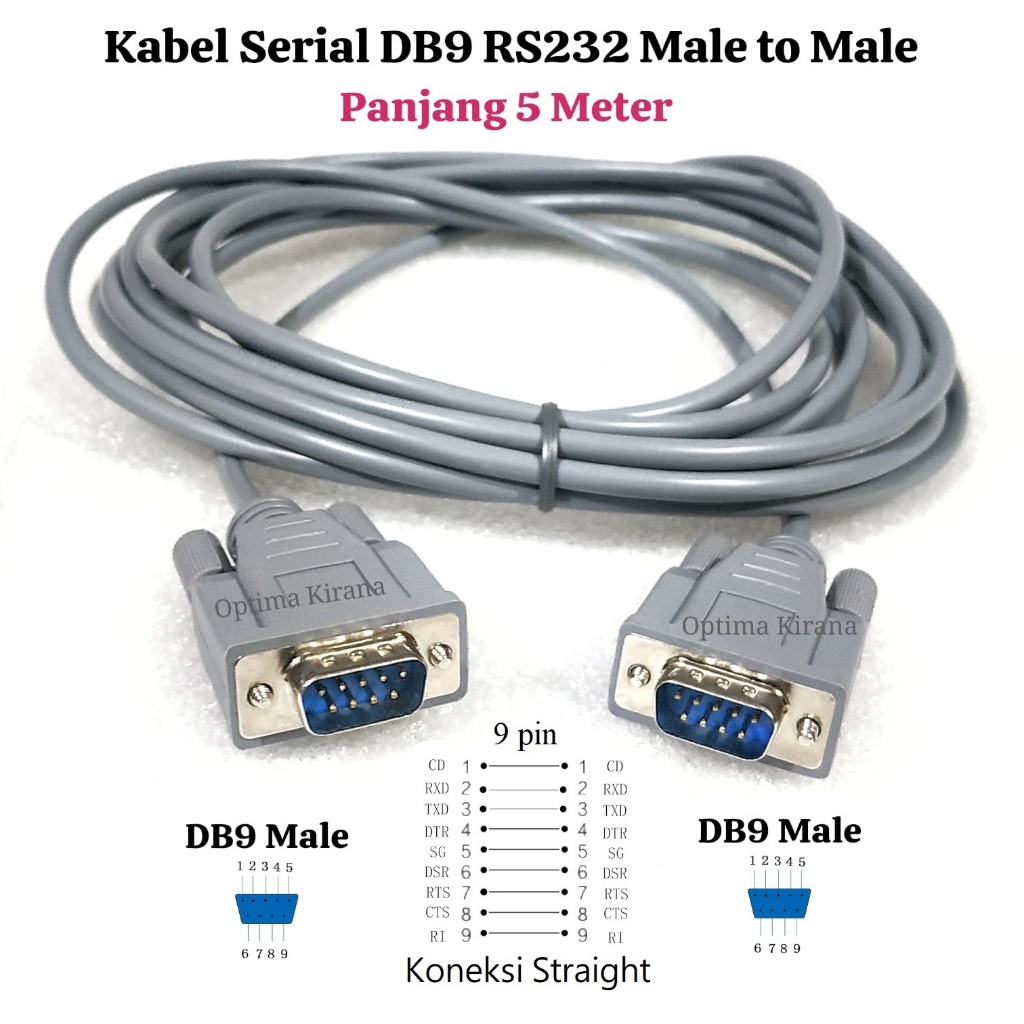 Jual Kabel Serial DB9 RS232 5 meter Male to Male pin 9 Com port Data Console DB-9 M-M RS-232 5M ...