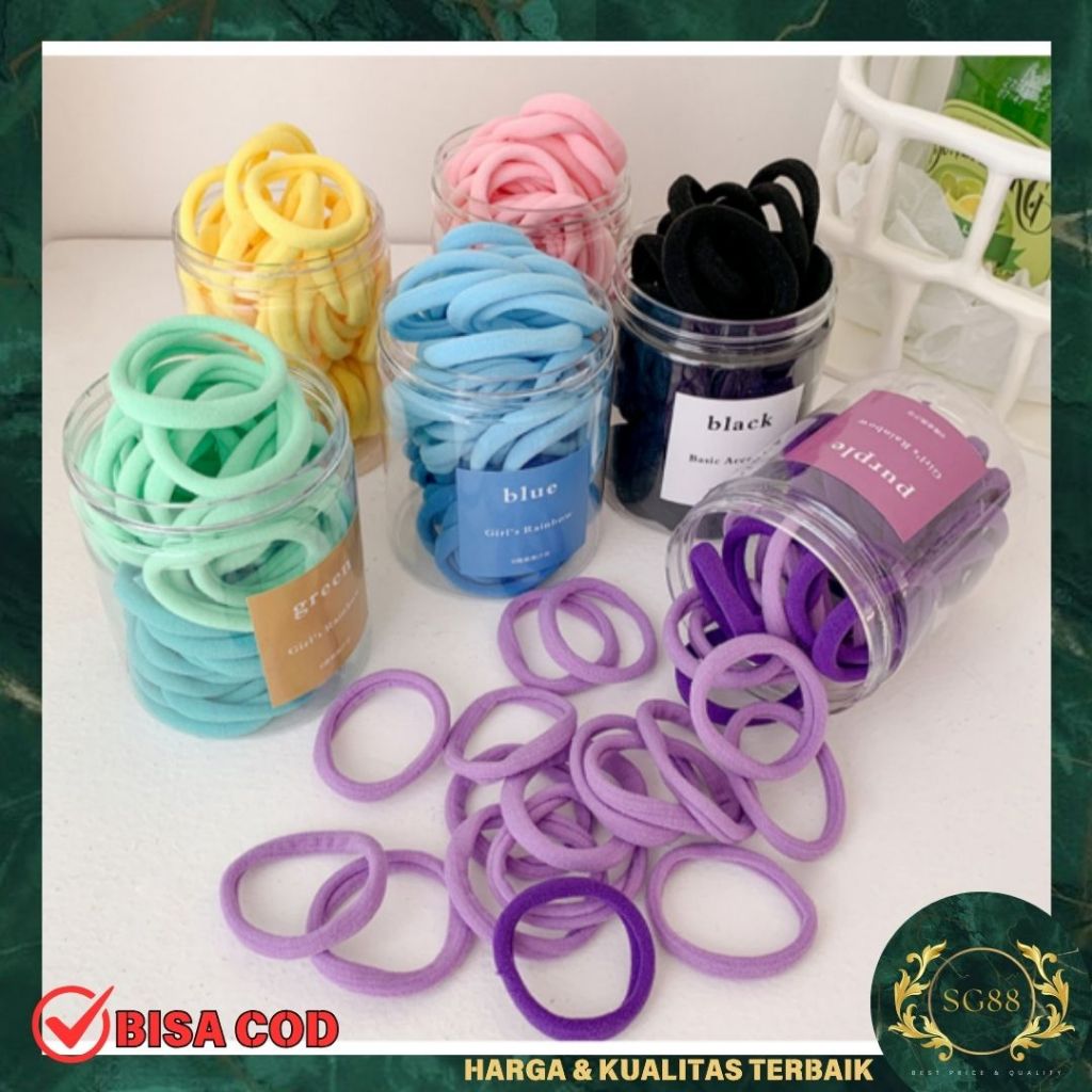 Jual IKAT RAMBUT SET ISI 50 PCS KARET KUNCIRAN PONYTAIL ELASTIS WANITA ...