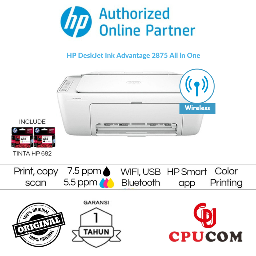 Jual Printer HP Ink Advantage 2875 Print Scan Copy WiFi All In One Wireless | Shopee Indonesia