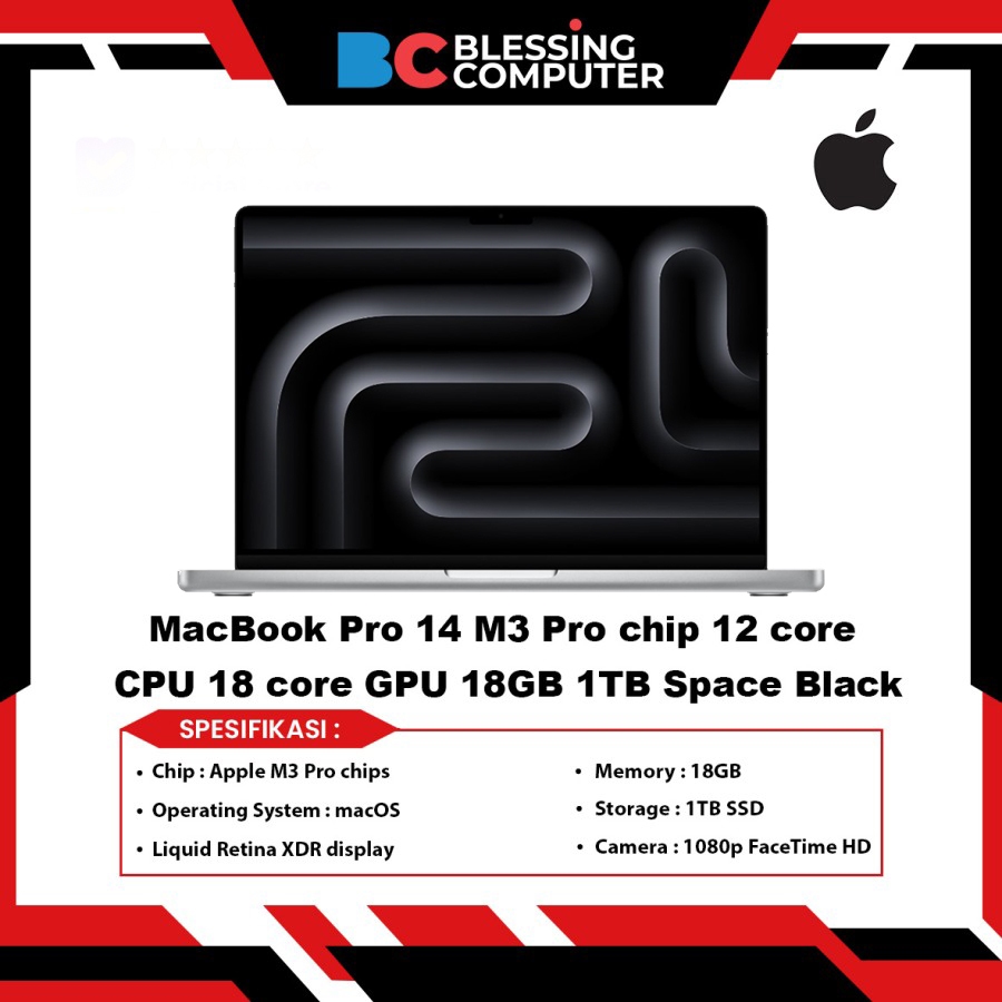 Jual MacBook Pro 14 M3 Pro chip with 12 core CPU 18 core GPU 18GB 1TB ...