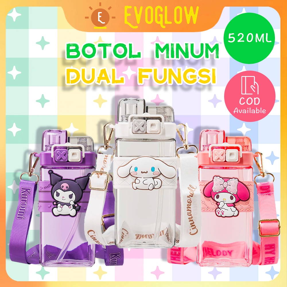 Jual BOTOL MINUM DUAL FUNGSI TRITAN KARAKTER MELODY CINNAMOROLL KUROMI POMPOMPURIN LOTSO 520ML ...