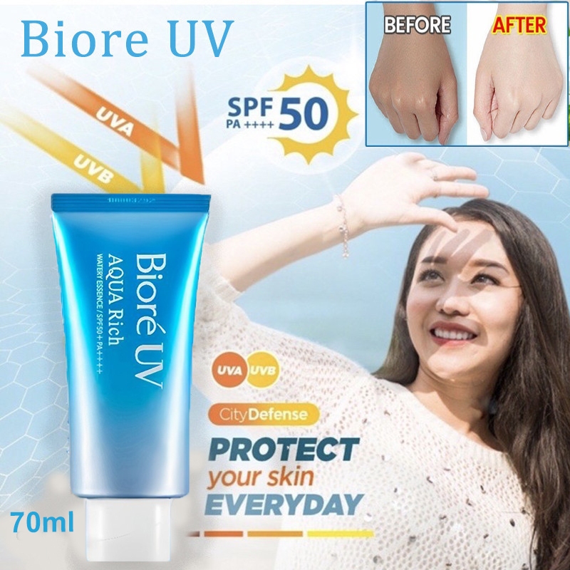 Jual 【100% Ori】Biore UV Aqua Rich Sunscreen/Biore Sunblock Watery Essence 70ml SPF 50 PA ...