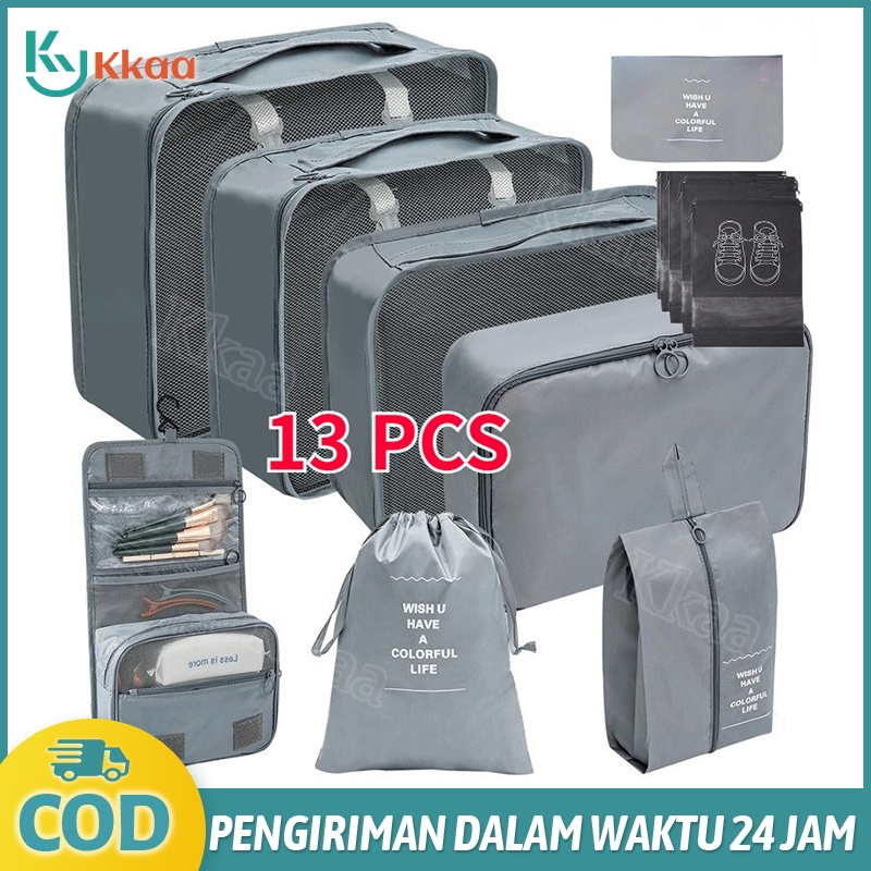 Jual 13pcs/Set Tas Travel Organizer Storage Bag /Tas Koper Polos/13 in1 ...