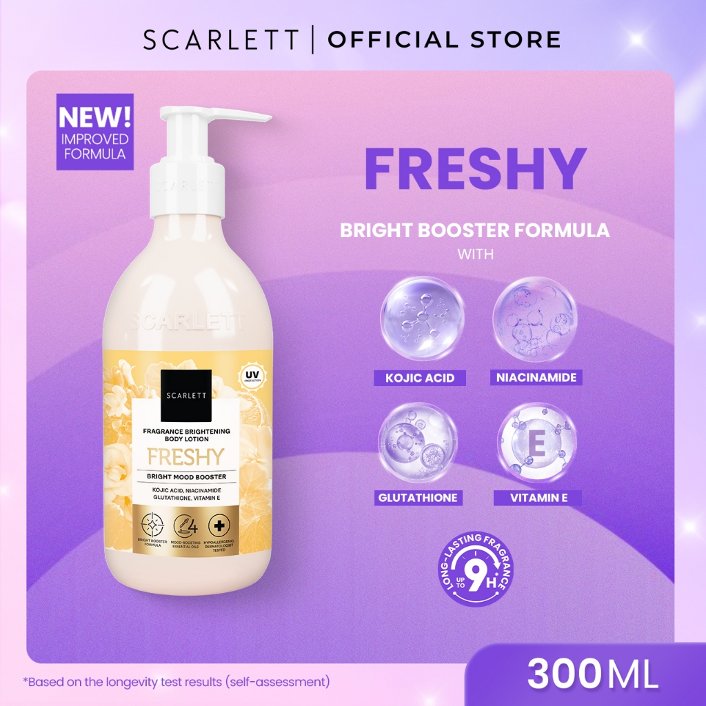 Jual Scarlett Whitening New - Fragrance Brightening Body Lotion Bright Mood Booster Freshy ...