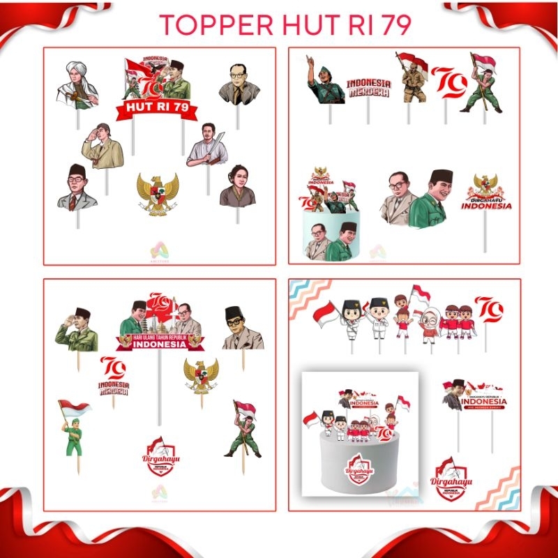 Jual topper kue 17 agustus/topper karakter kemerdekaan/hiasan kue HUT ...