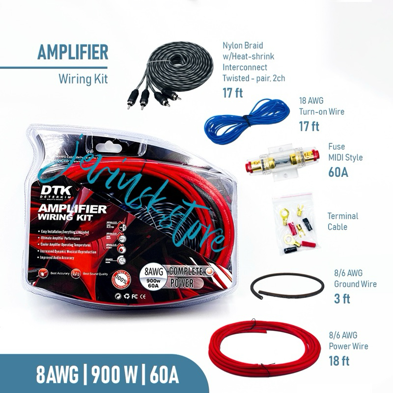 Jual KABEL SET WIRING KITA AMPLIFIER 8AWG 900W 60A | Shopee Indonesia