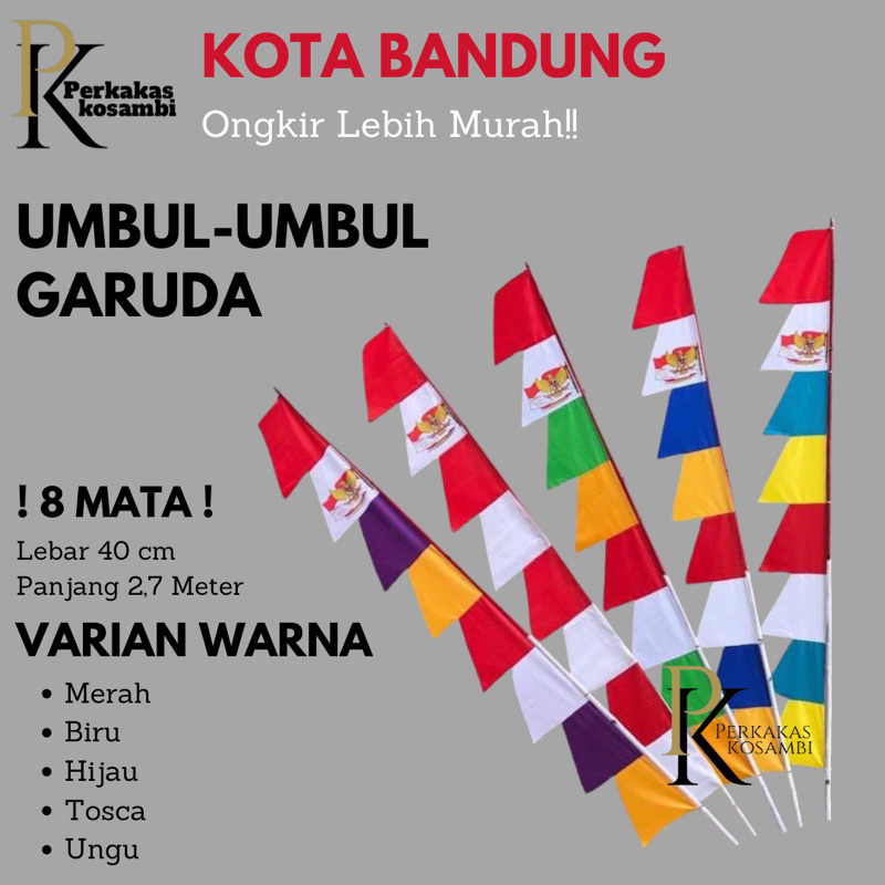 Jual Bendera Umbul Umbul Garuda dan Polos Merah Putih Warna Warni | Shopee Indonesia